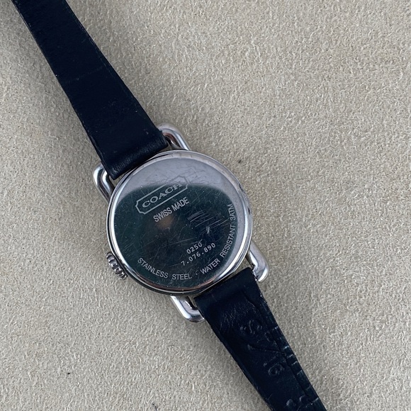 Coach | Accessories | Vintage Coach Small Round Silver Watch Leather ...